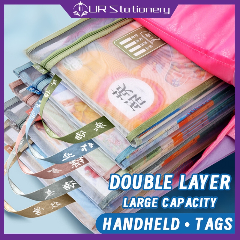 A4 Thick Double Layer Nylon Document Bag Classification Subject File ...