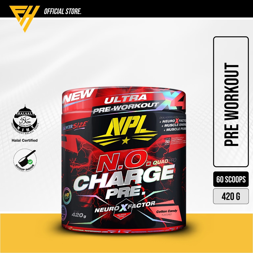 NPL N.O Charge Pre Workout (420g) Electrolyte Muscle Pump Energy Halal ...
