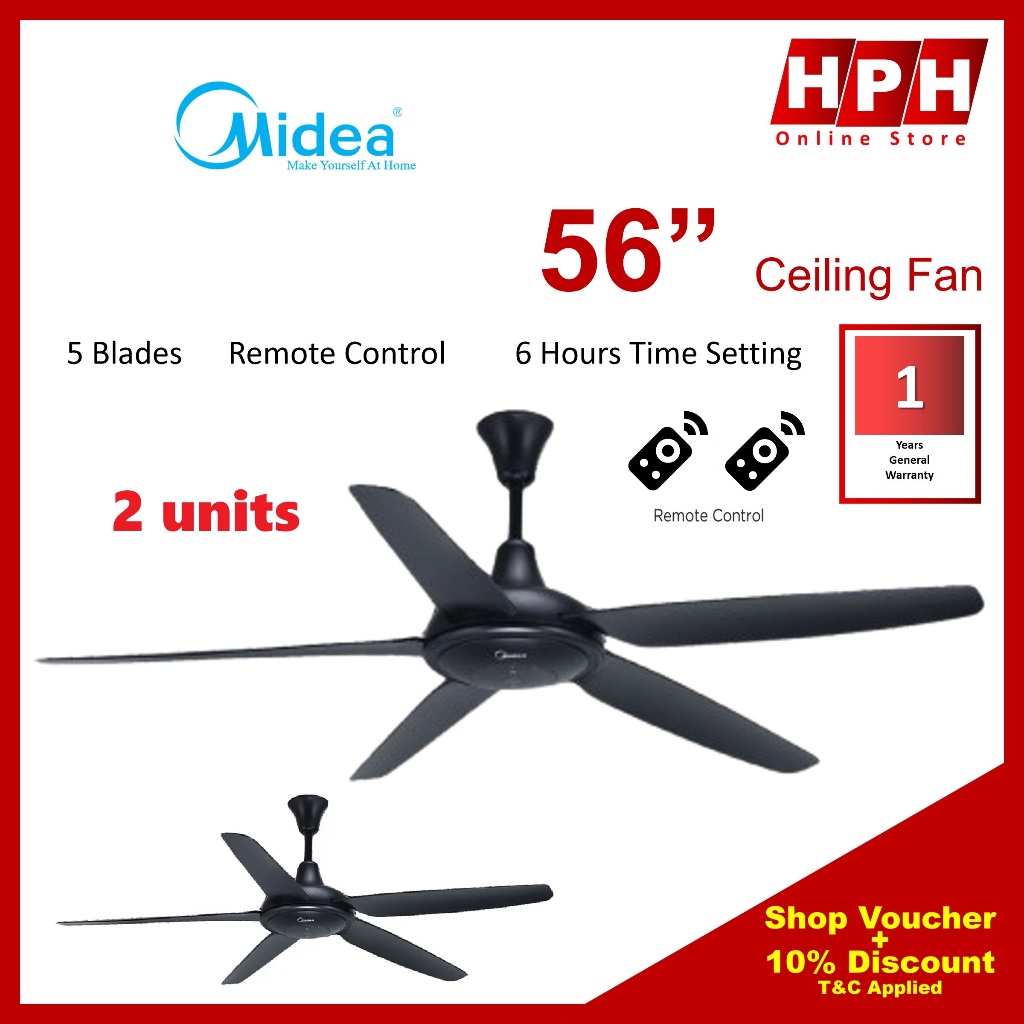 [2 UNITS] Midea Ceiling Fan (56" Inch) 3-Speed Remote Control MFC ...
