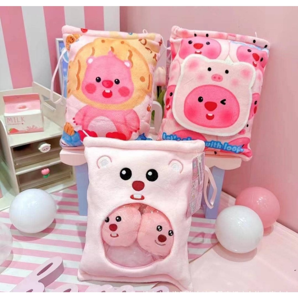 * READY STOCK * Pororo Loopy Beaver Plush Bag with Mini Soft Toy ...