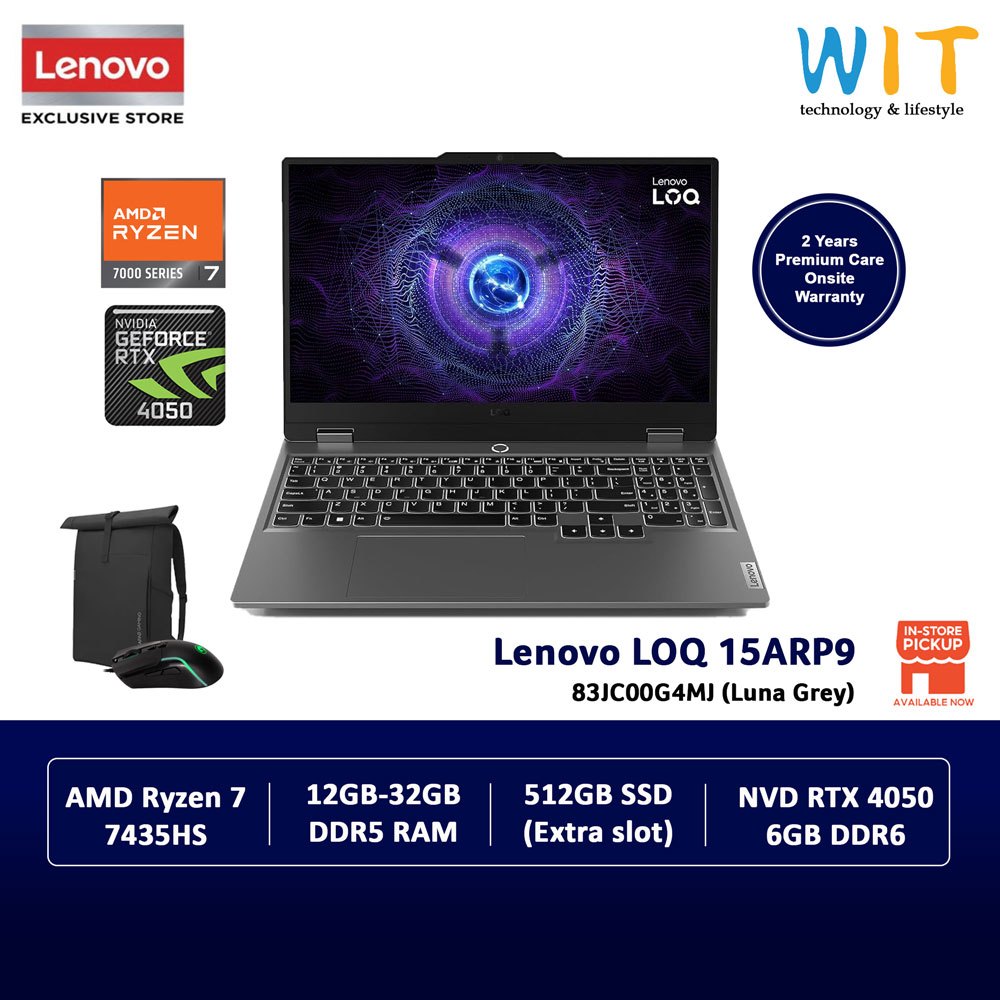 Lenovo LOQ 15ARP9 83JC00G4MJ (AMD Ryzen 7 7435HS/12GB-32GB RAM/512GB SSD/15.6" FHD 144Hz/RTX4050 ...