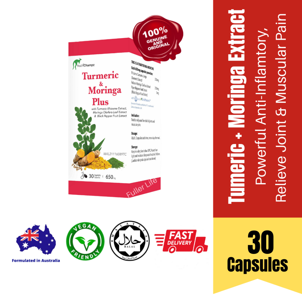 NUTRICHAMPZ Tumeric & Moringa Plus (30s) | Relieves Joint & Muscular ...