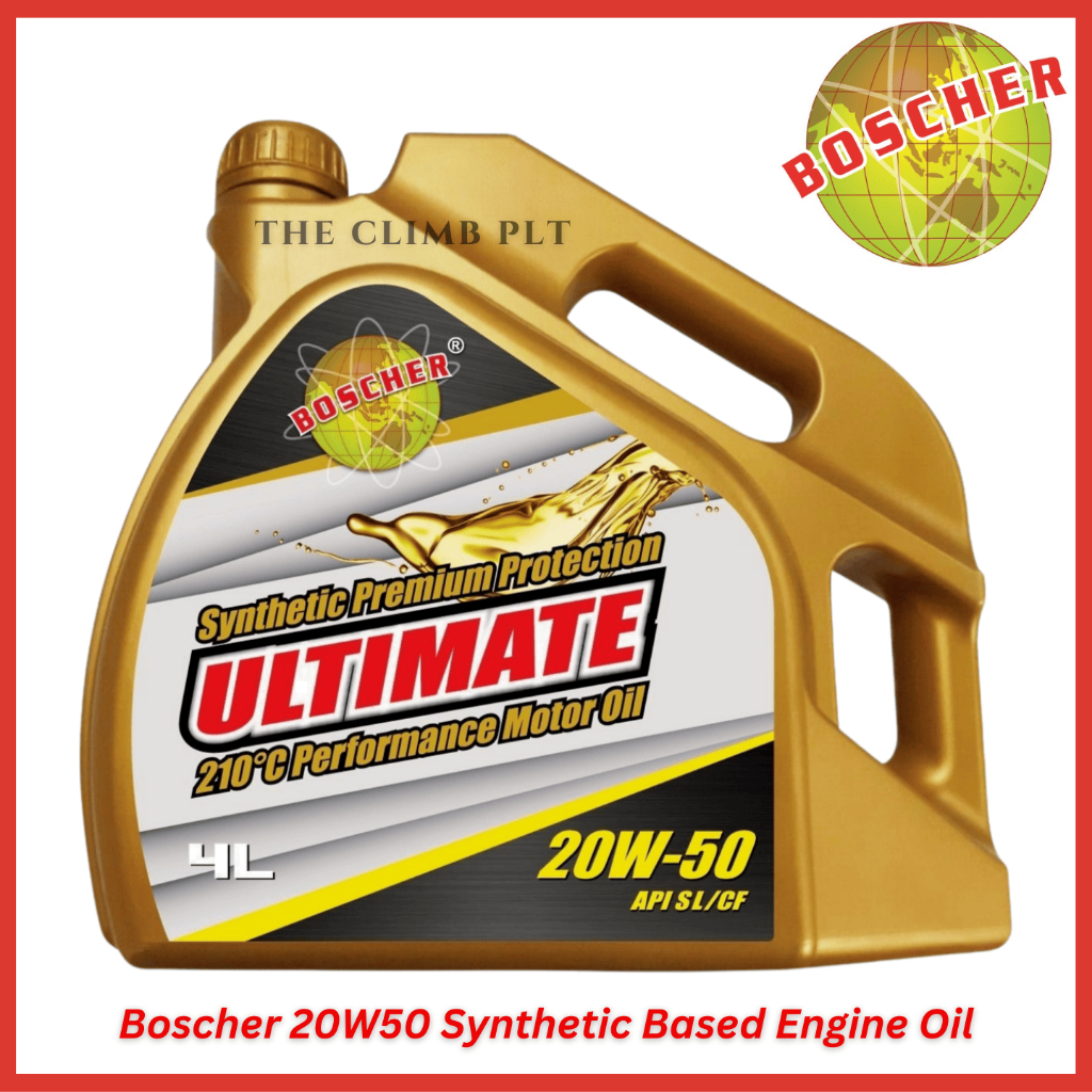Boscher 20W50 SL/CF Synthetic Based Engine Oil - 4 Liters X 1 Bottle (Ship from Sarawak Kuching ...