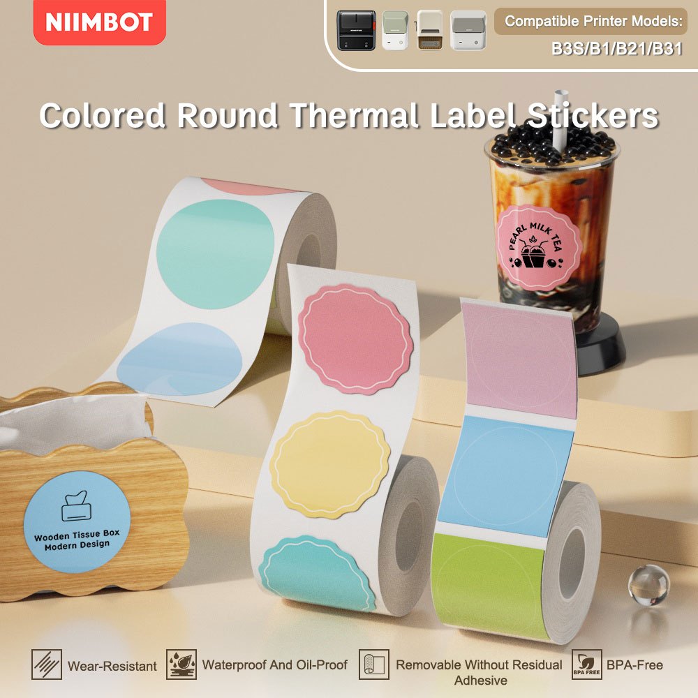 [Round series] NIIMBOT B21/B3s/B1 Round Label Paper, Cosmetic ...