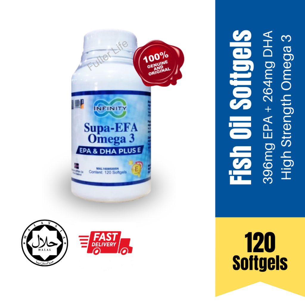 INFINITY Supa-EFA Omega 3 EPA & DHA Plus E (120 softgels)| Pure Fish Oil From Iceland (EXP: 03/ ...