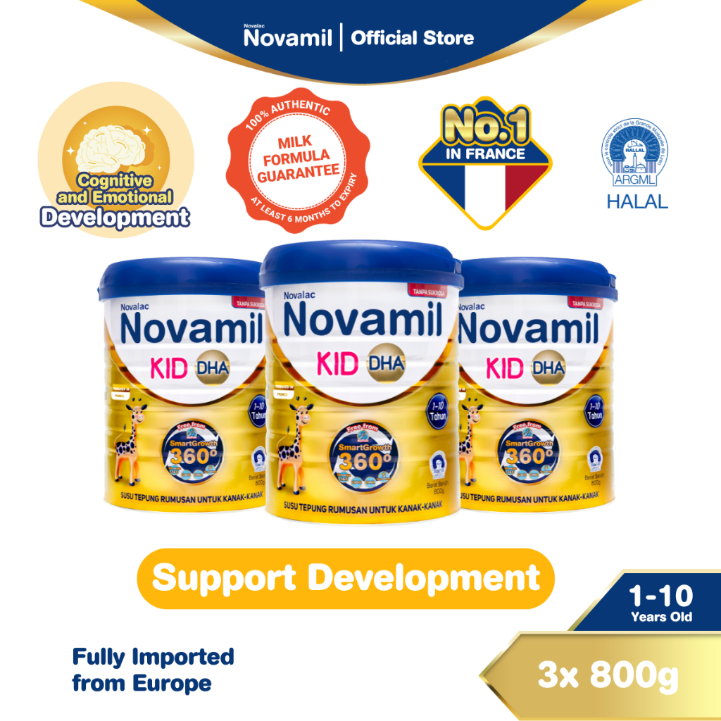 [Bundle of 3] Novamil KID DHA 1-10 Yrs for High DHA & Inositol 800g ...