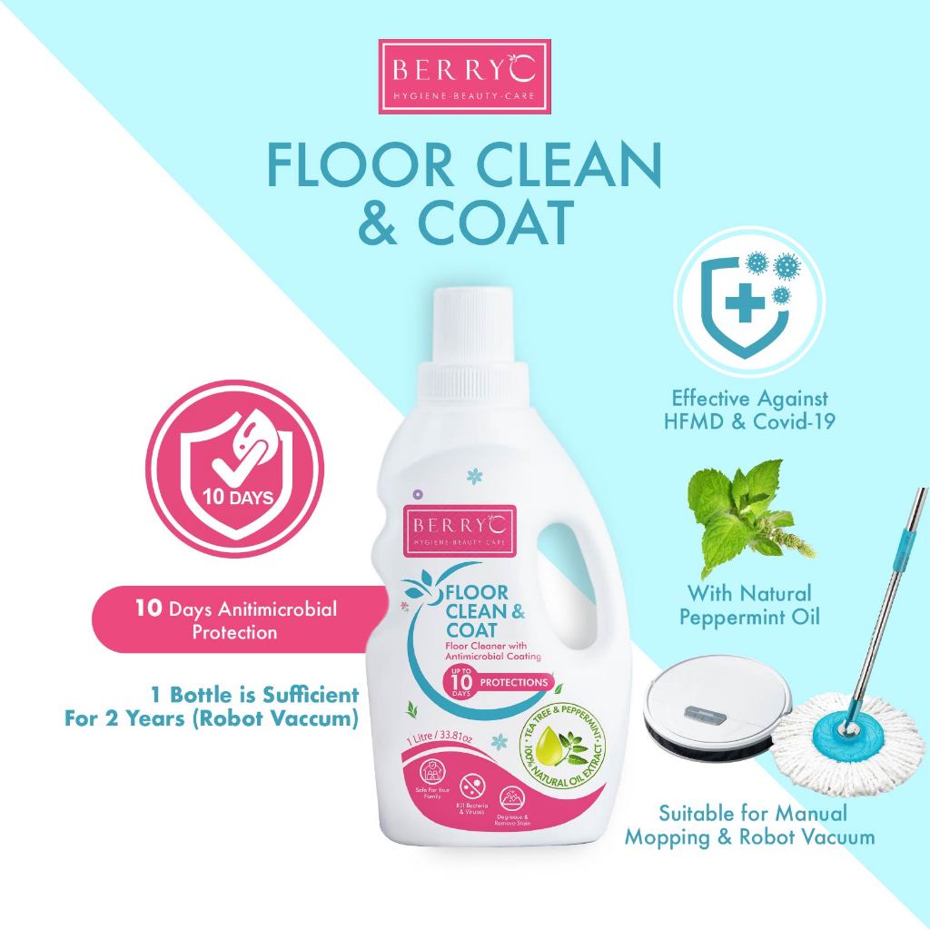 BerryC Floor Clean & Coat (1L) 10 DAYS Antibacterial Floor Cleaner ...