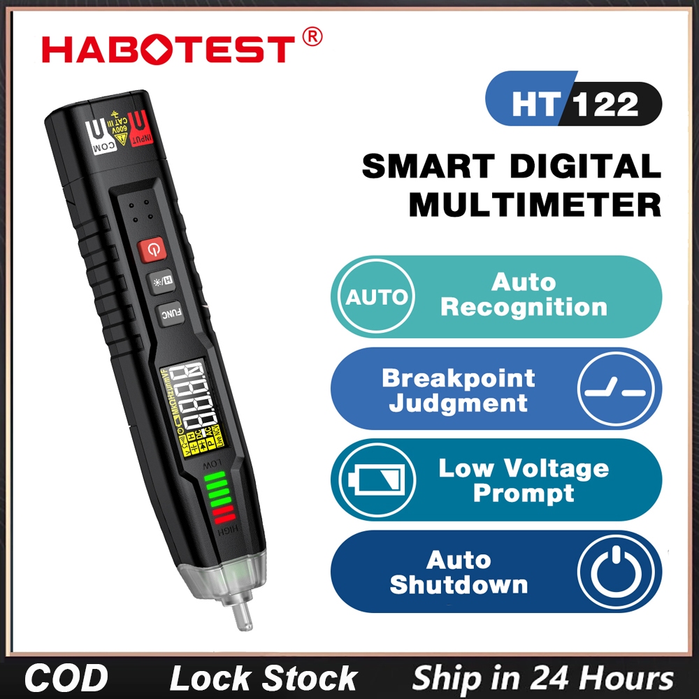 HABOTEST📢HT122 Pen Type Smart Multimeter 600V AC/DC 4000 Counts NCV ...