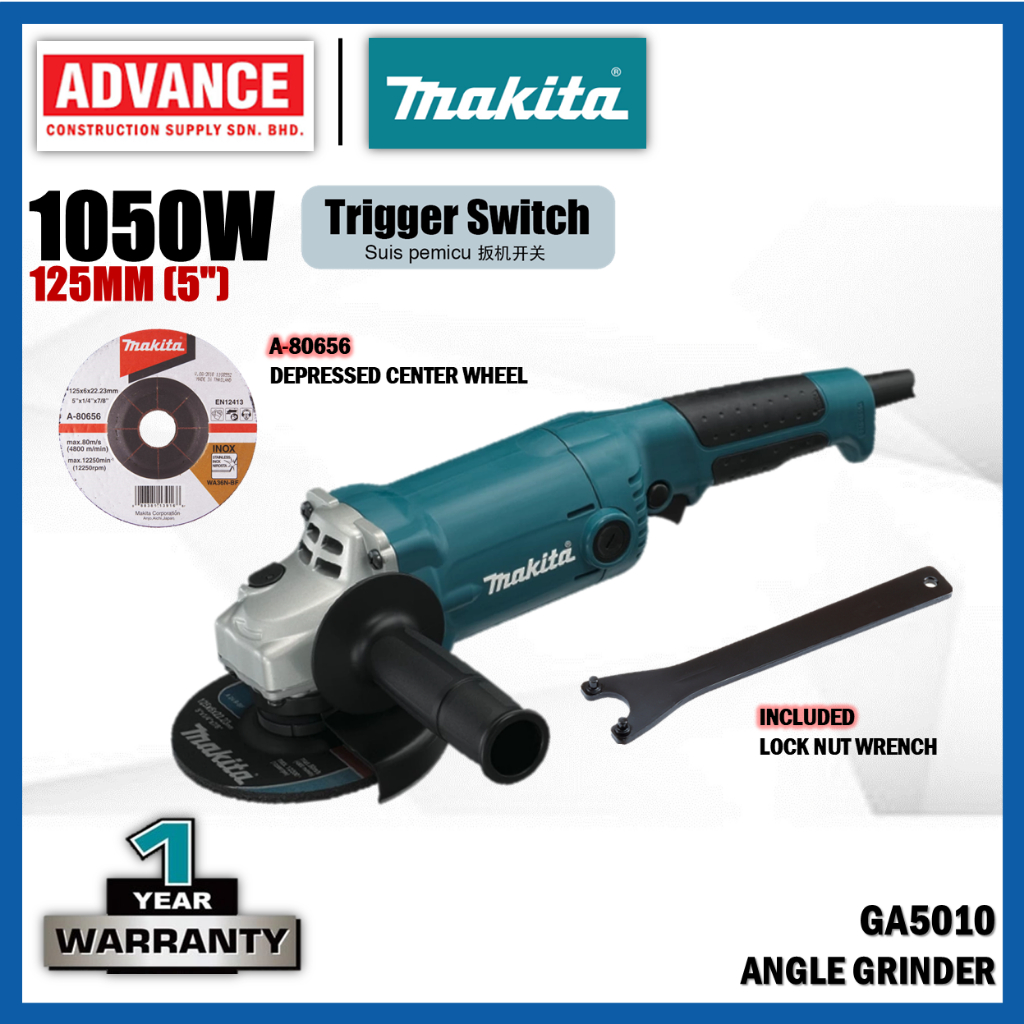 MAKITA GA5010 Angle Grinder 125MM (5") ( Trigger Switch ) | Shopee Malaysia