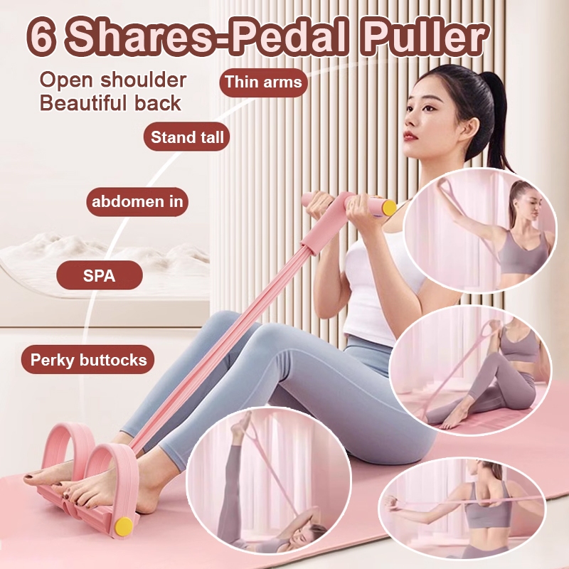 6 Tube Pedal Rope Resistance Band Sit Up Elastic Bands Yoga Exercise ...