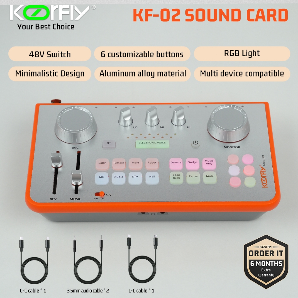 KoorFly Sound Card KF02 Mixer Capacitance Microphone Set Eliminate Original Songs 48V Audio ...