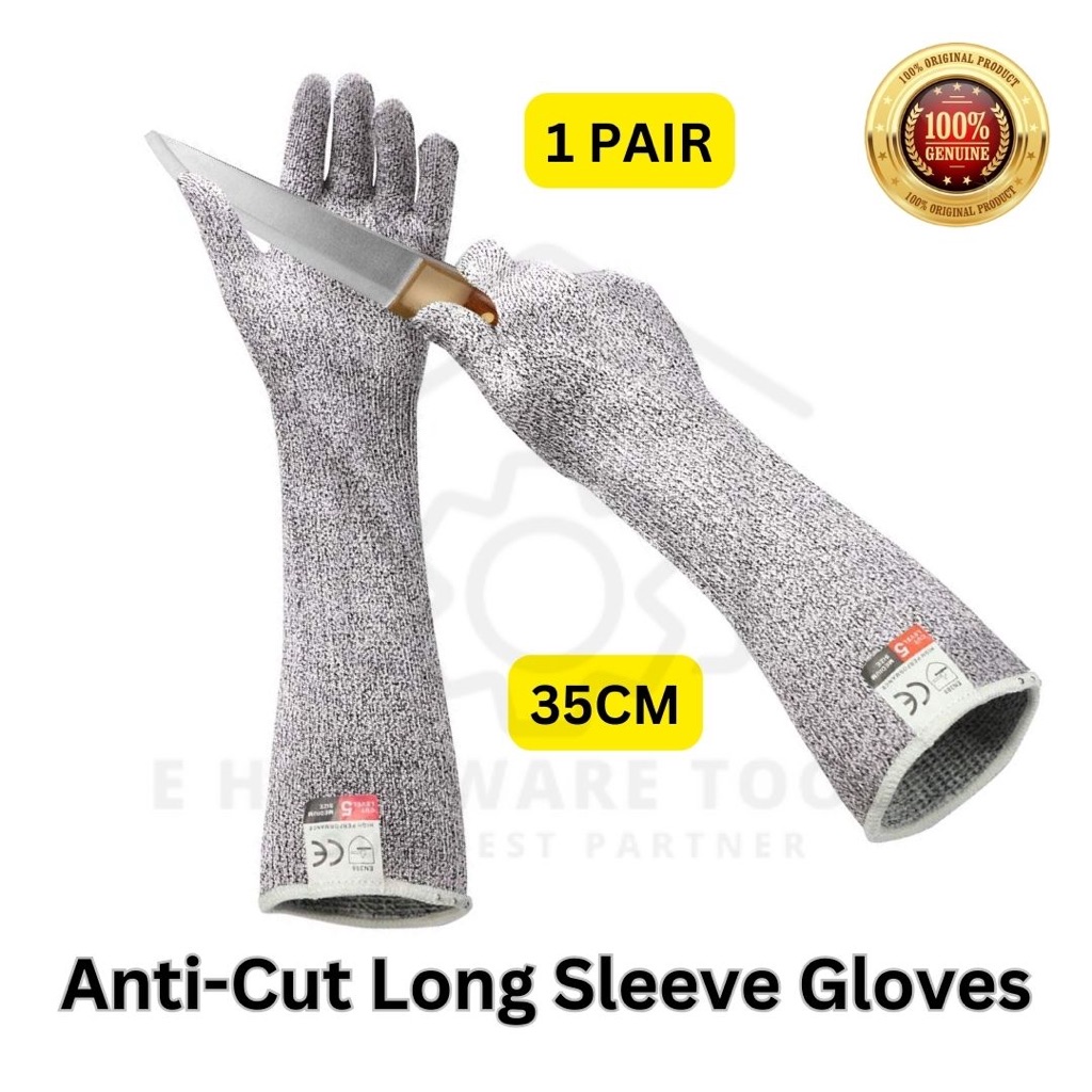[1PAIR] 35CM Anti-Cut Long Sleeve Gloves Cut Resistant Knit Sleeves ...