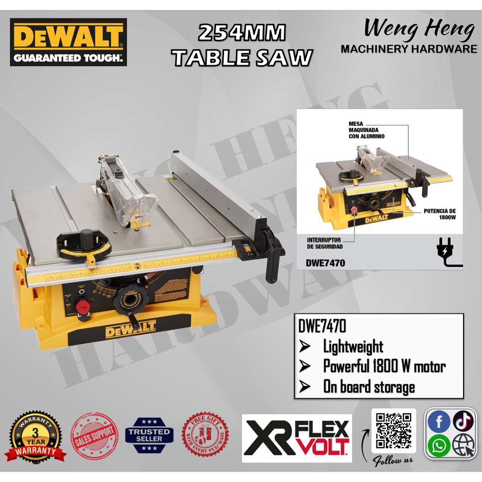 DEWALT 1800W (254mm) Table Saw - DWE7470 | Shopee Malaysia
