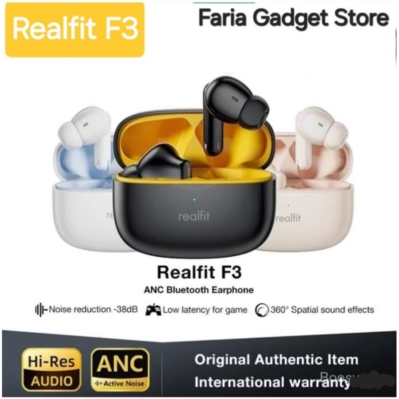 100% Original Realfit F3 Bluetooth Earphone -38dB Noise Cancellation ...