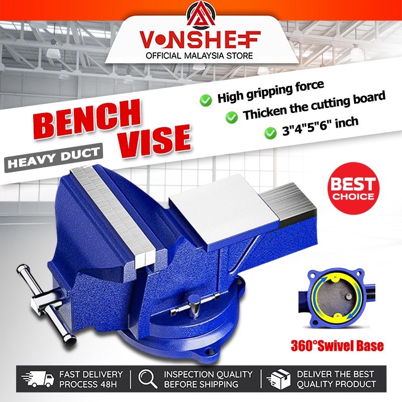 【Hot Sale】🔥 3'' / 4" / 5 '' / 6 " Heavy Duty Clamp Bench Vise Clamp Tool 360° Base Table Bench ...