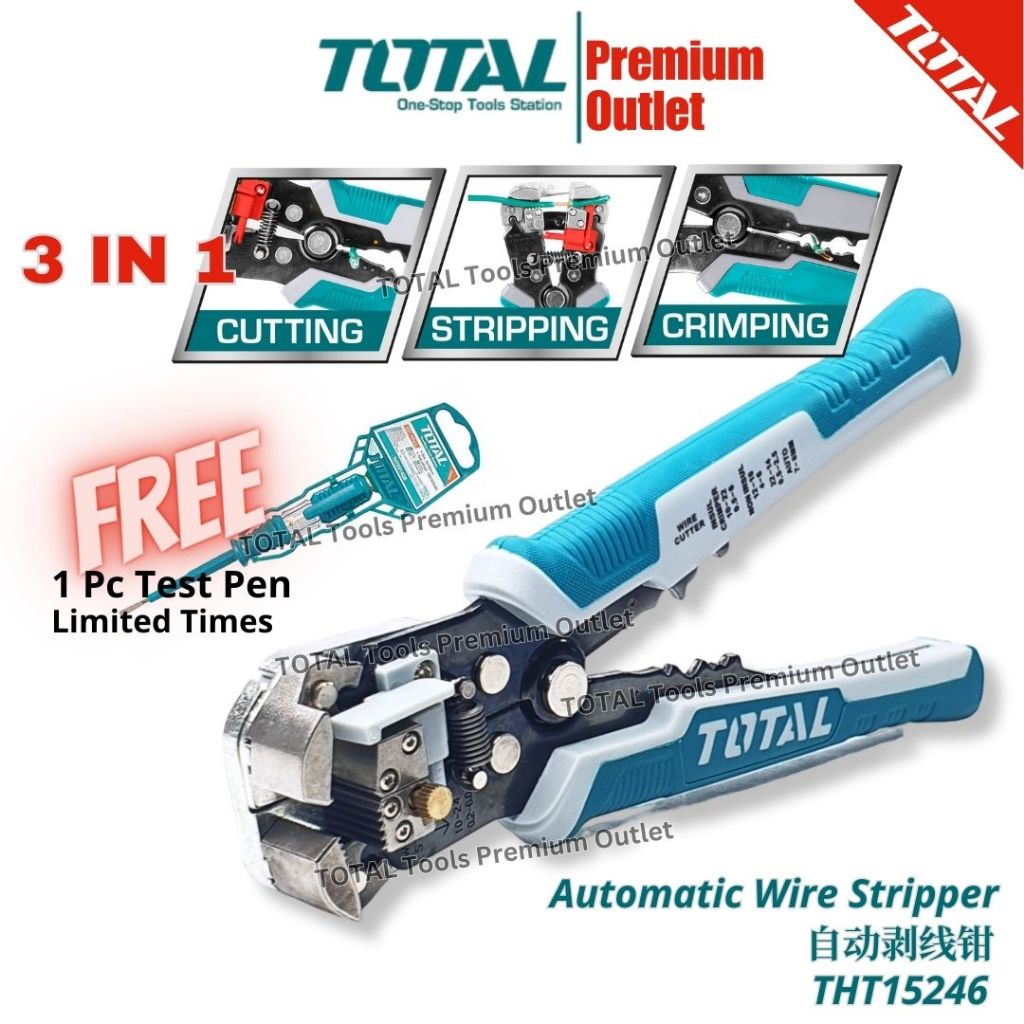 TOTAL Tools 8¼’’ Automatic wire stripper 3 in 1, Stripping, cutting and ...