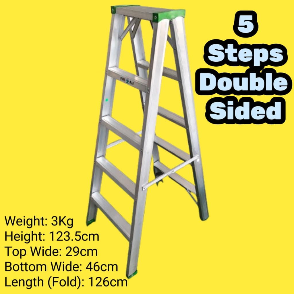 STRONGMAN ALUMINIUM 5 STEPS DOUBLE SIDED LADDER TANGGA LIPAT ALUMINIUM ...