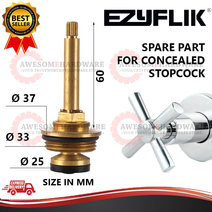 EZYFLIK 1" BSPT EXTRA BIG SIZE LONG BRASS SPINDLE REPLACEMENT VALVE FOR ...