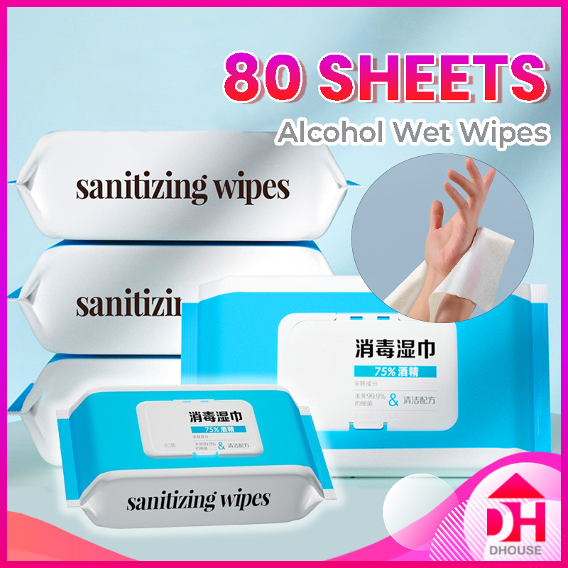 Sanitizing Wet Wipes 75% 80 Sheet Alcohol 99.9% Antibacterial ...