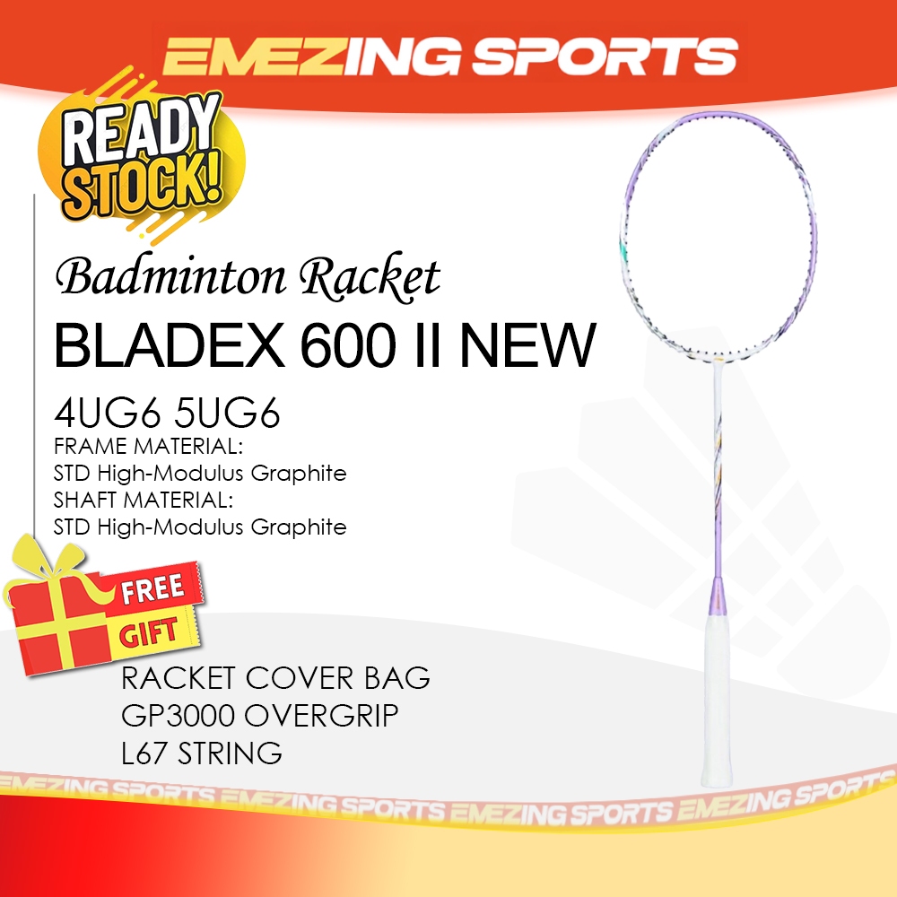 (READY STOCK) Bladex 600 II NEW Badminton Racquet Unstrung (Free Grip & String & Bag) - 锋影600 ...