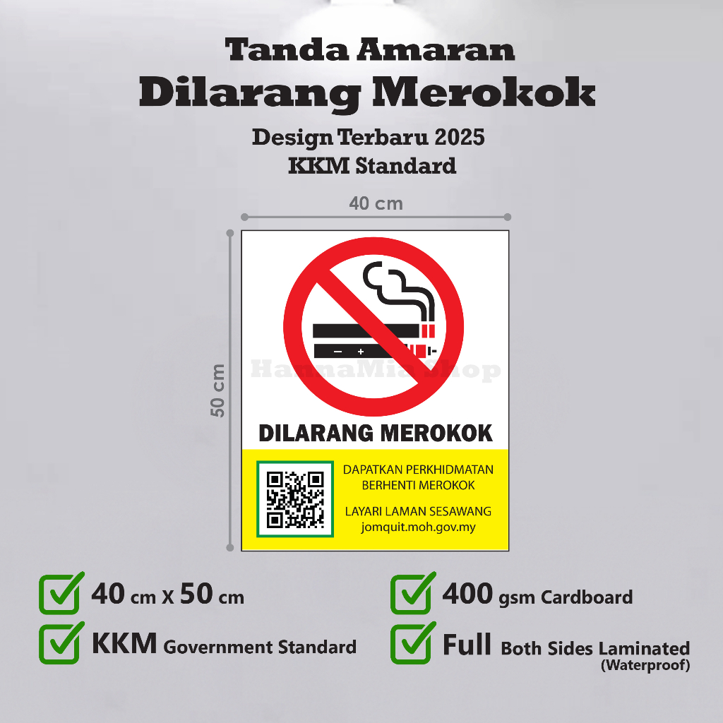 [10's Dapat Harga Borong] 2025 KKM Standard No Smoking Sign Tanda ...