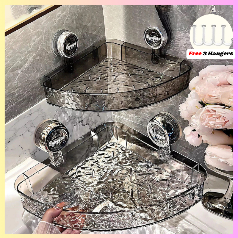 Bathroom Corner Rack With Suction Cup Wall-mounted Kitchen Corner Shelf ...