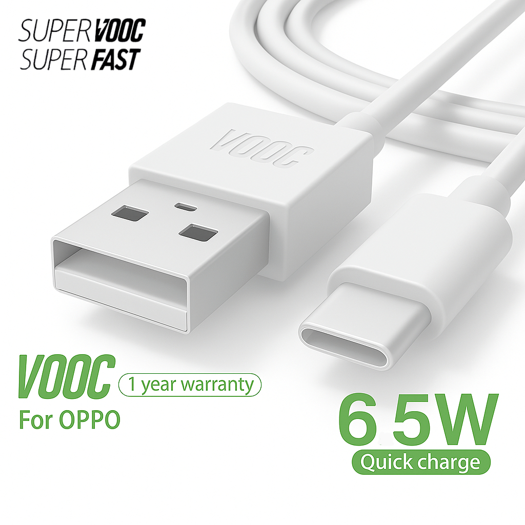 [1 Year Warranty] 8A Fast Charger Cable VOOC 65W Charging All Type-C ...