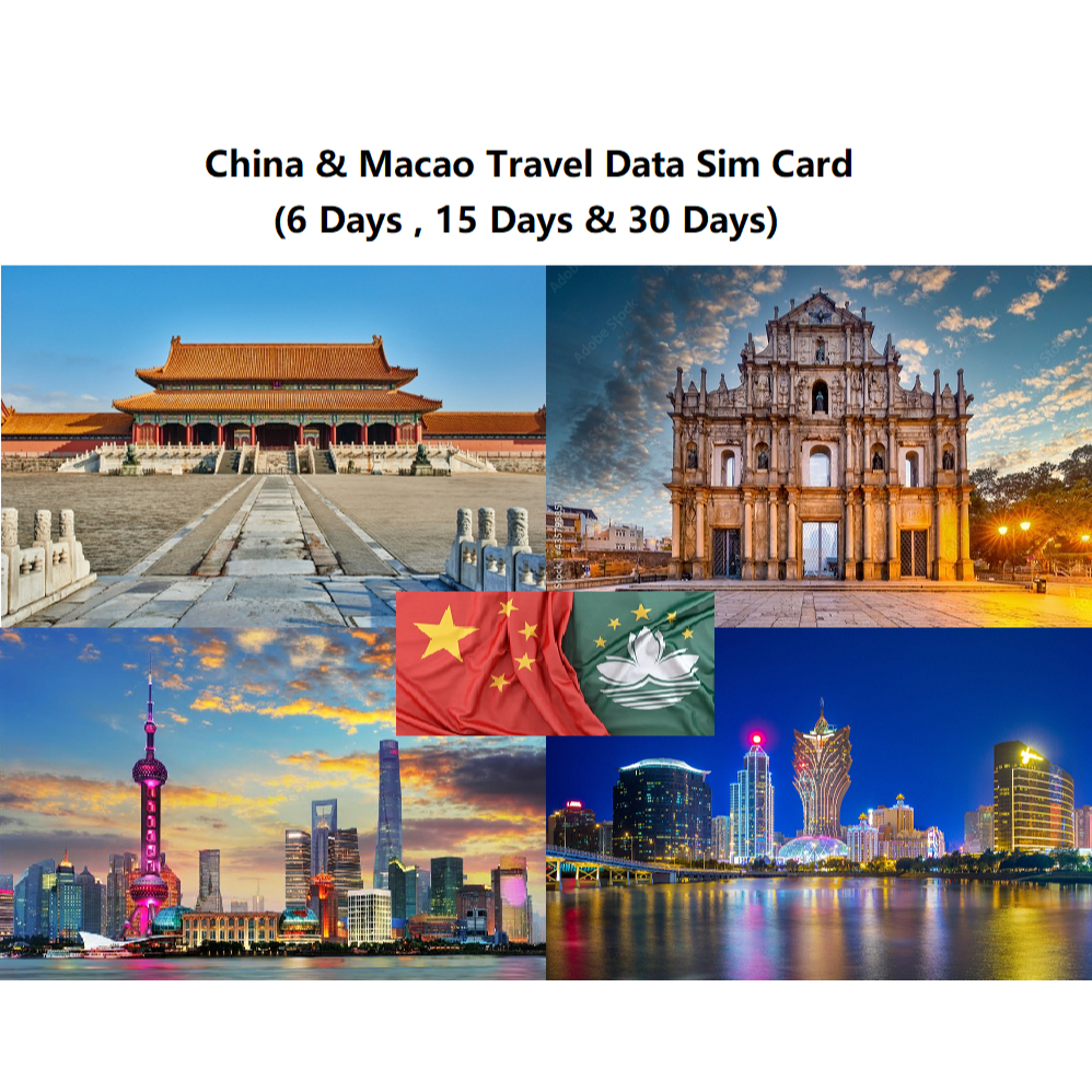 China Mainland & Macau Travel Data Sim Card (6 , 15 & 30 days) | Shopee ...