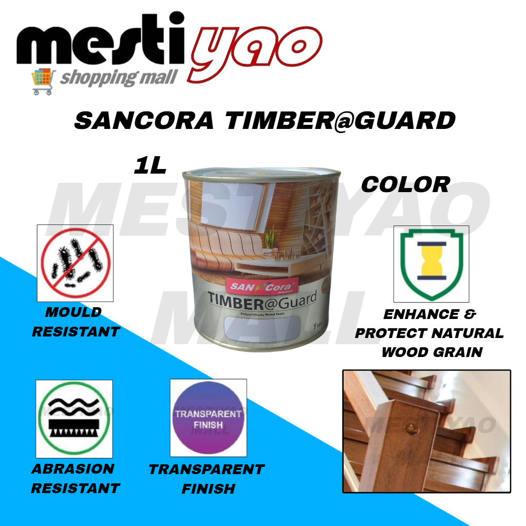 SANCora Timber@Guard Polyurethane Wood Stain (Color) 1L/Shellac/Syelek ...