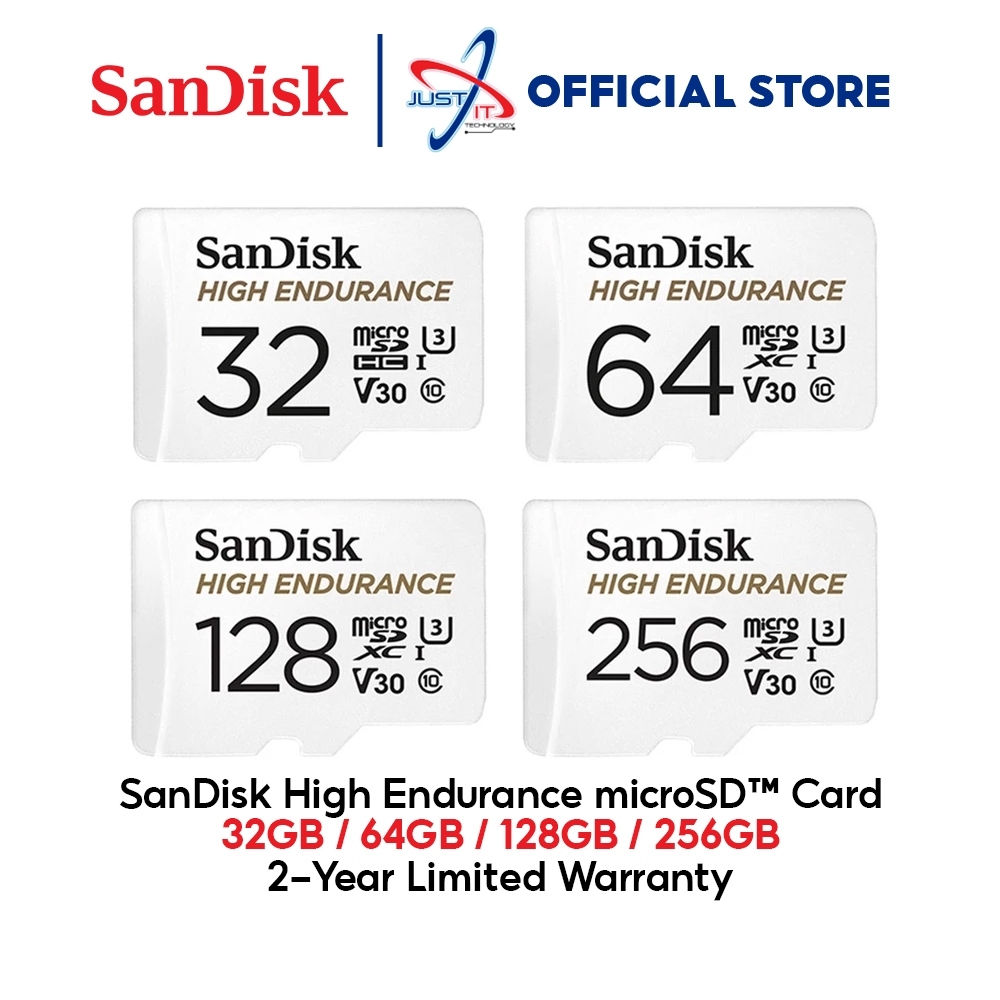 SanDisk High Endurance microSD Card (SDSQQNR)-CLASS 10 U3 V30/R:100MB/S for CCTV / Dashcam (32GB ...