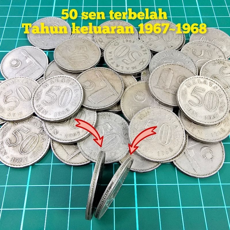 (B59) Duit syiling lama duit syiling 50sen terbelah 50 sen belongkang 50sen berparit duit kertas ...