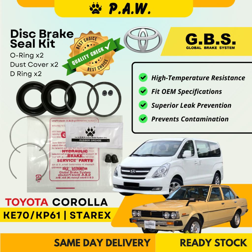 04479-16010X GBS (FRONT) Disc Brake Seal Kit - Toyota Corolla KE70 ...