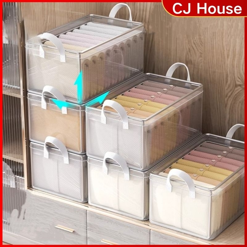 Transparent Storage Box PVC Foldable Wardrobe Organizer Basket Drawer ...