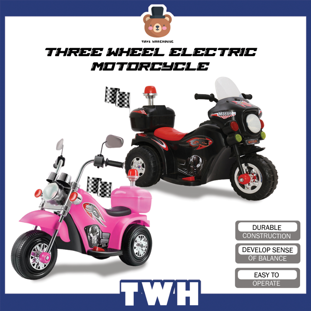 MAINAN Children 6V Old School Design Harley Davidson Three Wheels ...