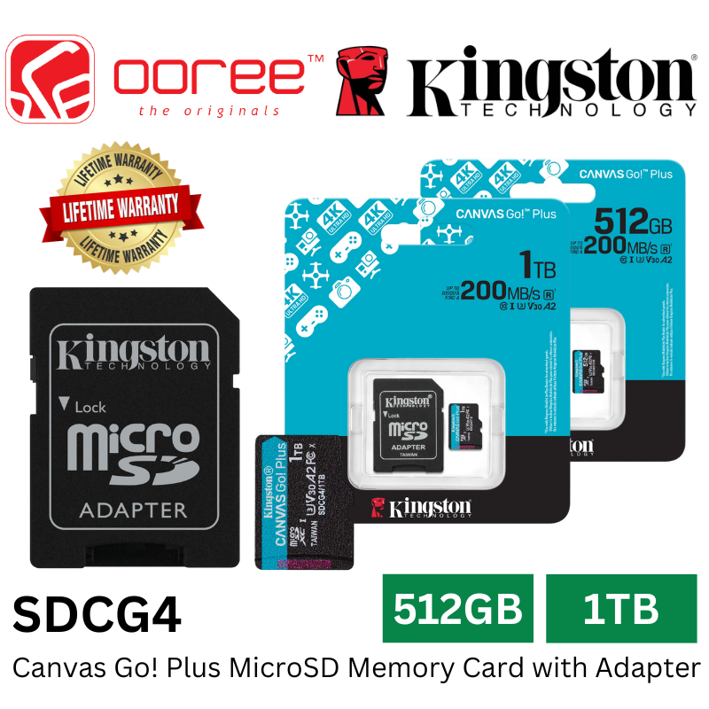 KINGSTON SDCG4 / SDCG3 CANVAS GO PLUS CLASS 10 MICROSD MEMORY CARD WITH ...