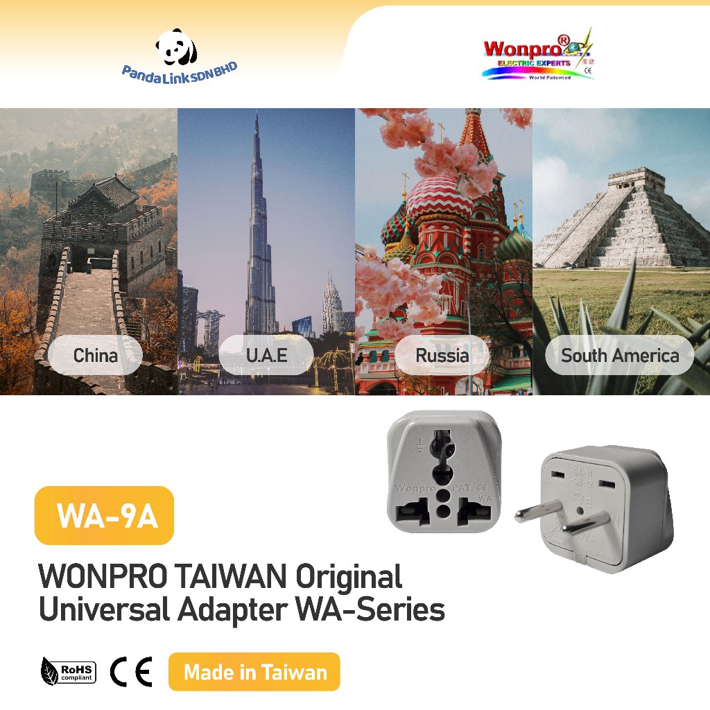 WONPRO WA-9A Taiwan Original Universal Adapter Travel Adapter WA-Series ...