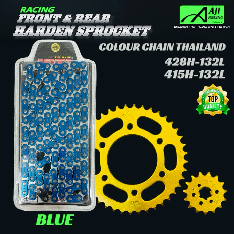 428 AJI RACING SPROCKET SET Y15ZR Y16ZR FZ150 THAILAND COLOUR CHAIN ...