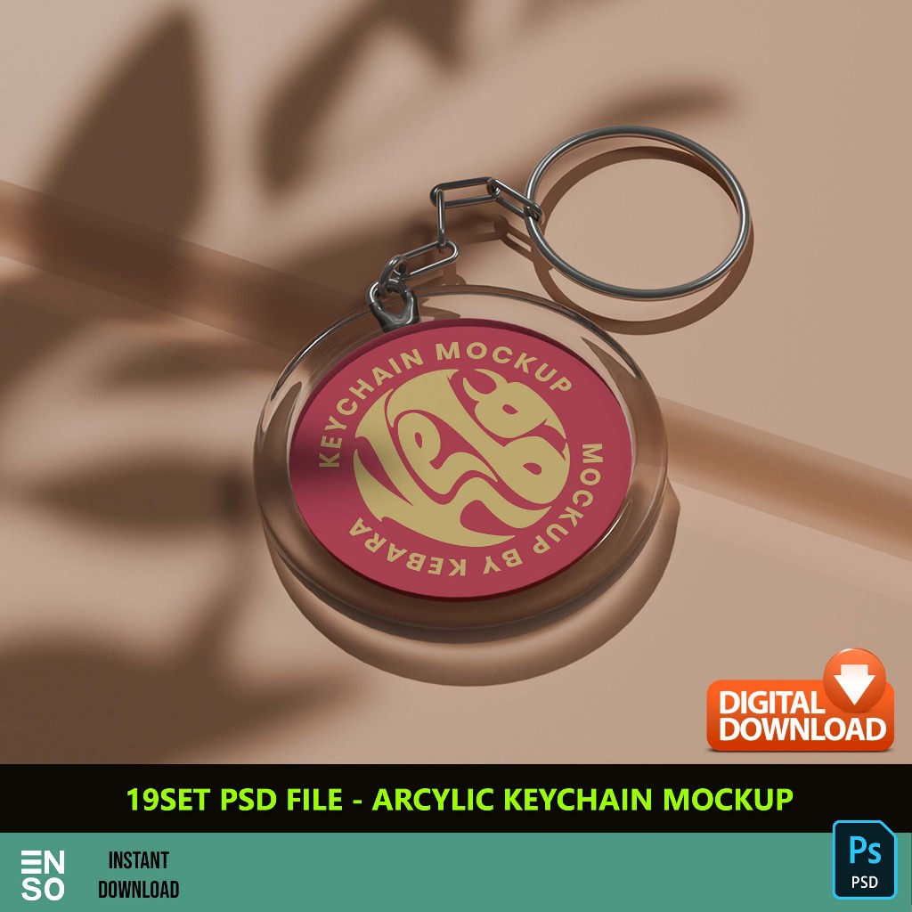 19-Set PSD Acrylic Keychain Mockup Template | PHOTOSHOP Editable Mockup ...