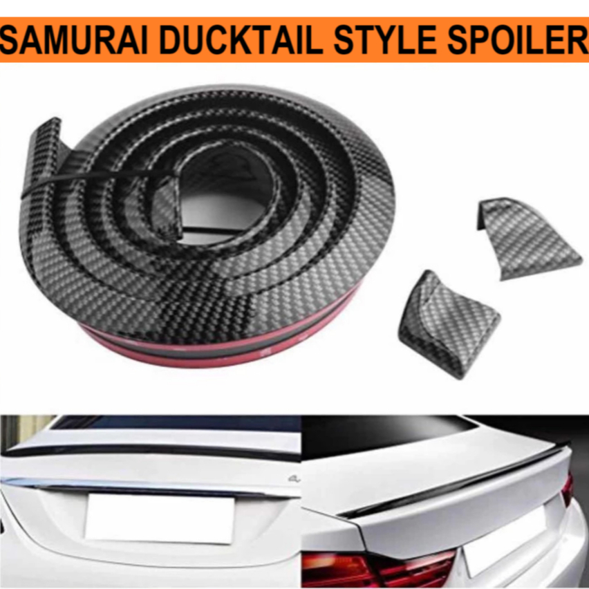 Samurai Carbon/Black Ducktail Spoiler Rear Rubber Wing Roof Bonnet Car ...