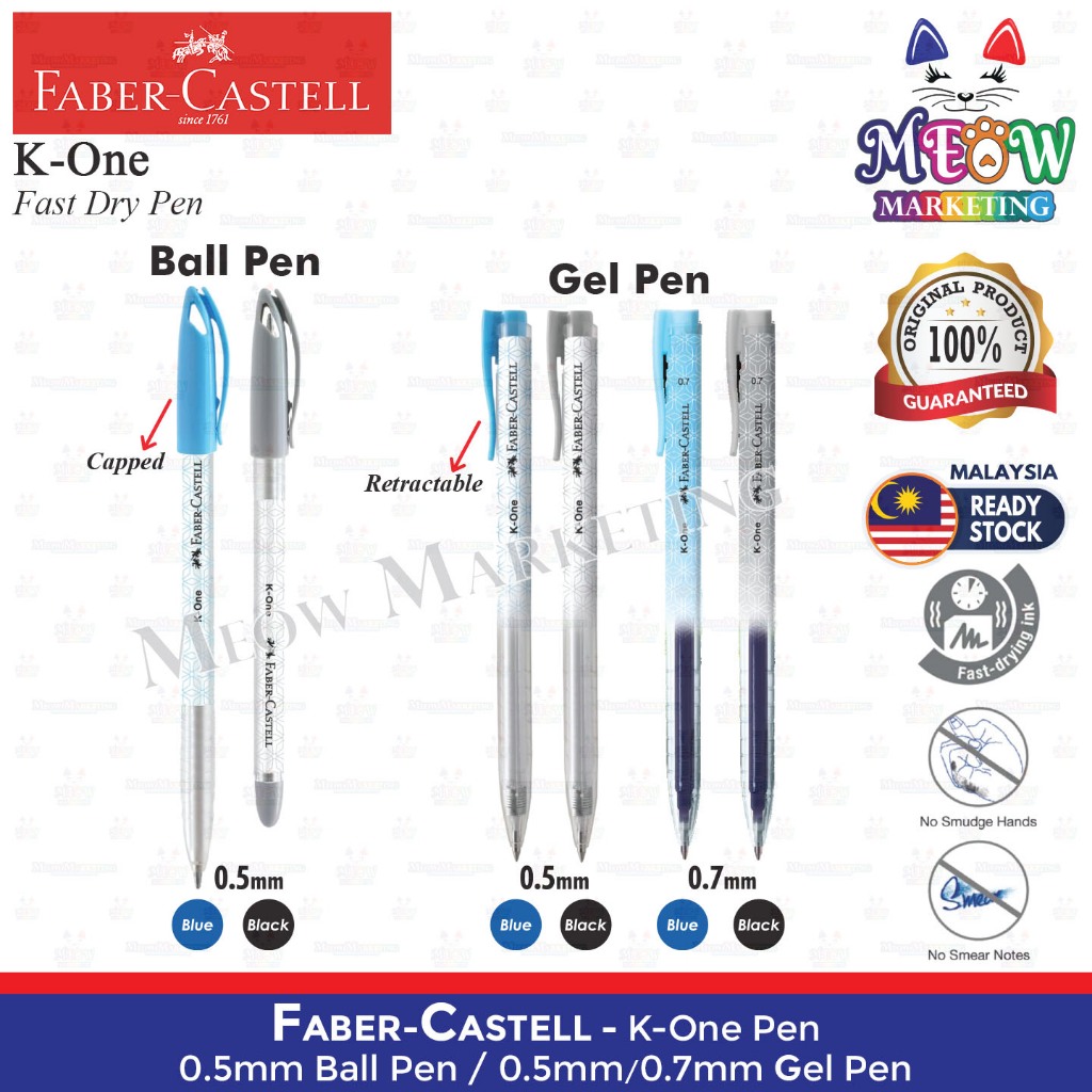 Faber Castell K-One Ball Pen / Gel Pen - 0.5mm / 0.7mm | Shopee Malaysia