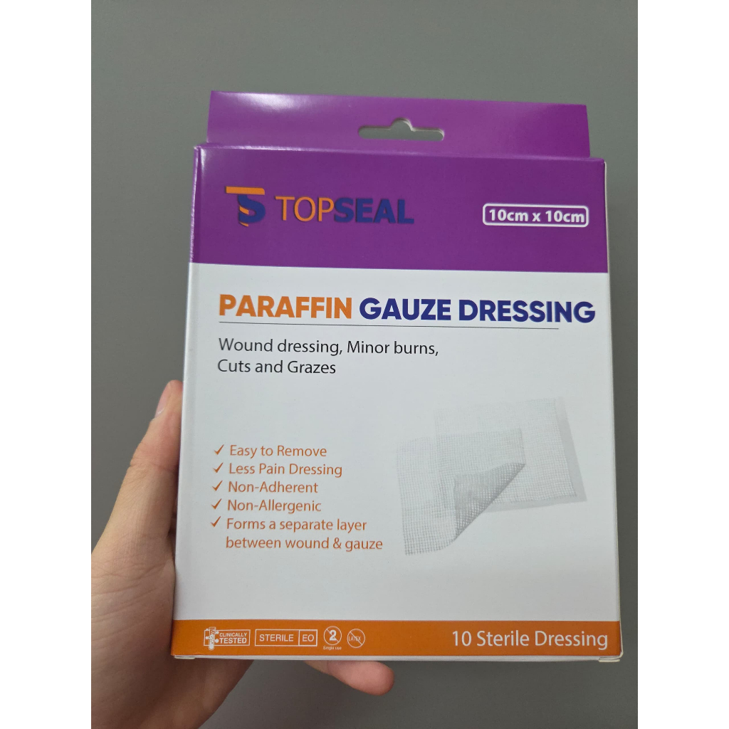 TOPSEAL PARAFFIN GAUZE DRESSING 10CM X 10CM (10PCS/BOX) | Shopee Malaysia