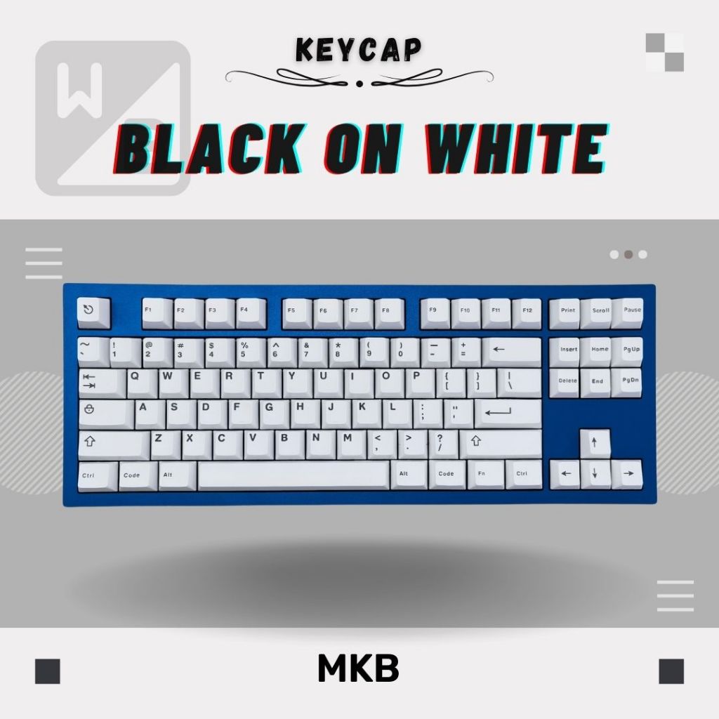 MKB Black On White PBT Double-Shot Cherry Profile Keycap Set for ...