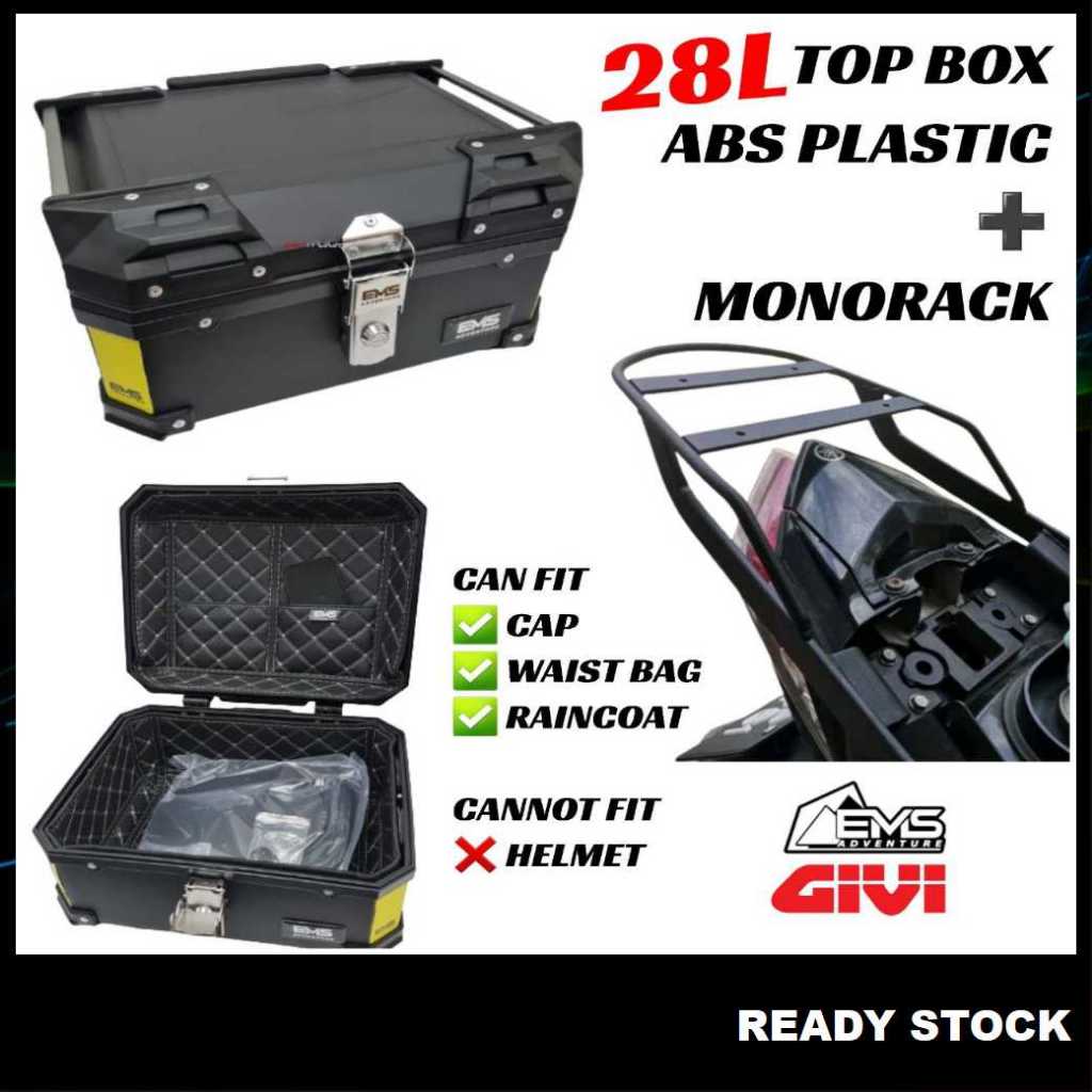 EMS ADV 28L TOP BOX ABS+GIVI MONORACK RACK MV/MRV LC135 V2V7 Fi V8 RSX SYM VF3i | Shopee Malaysia