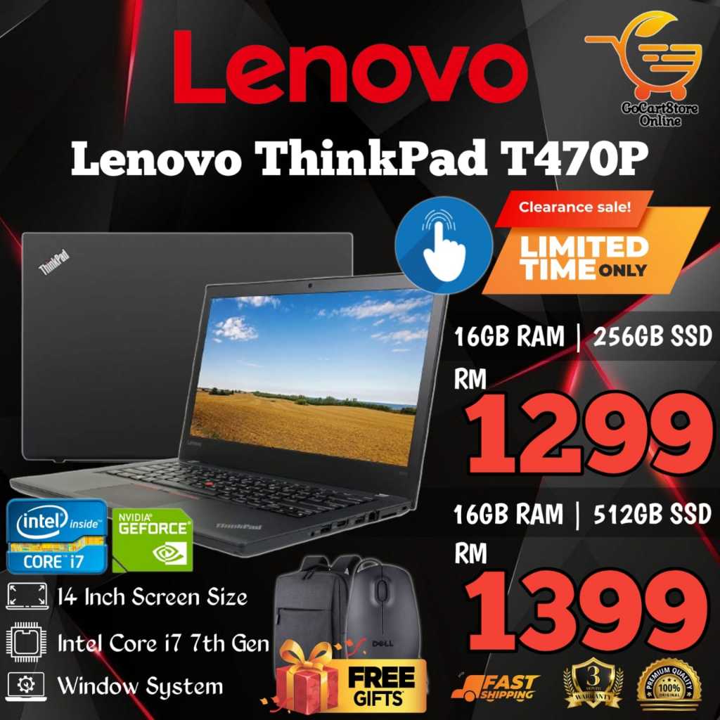 Lenovo Thinkpad T470P i7 (7th Gen) / 16GB RAM / 256GB SSD | Shopee Malaysia