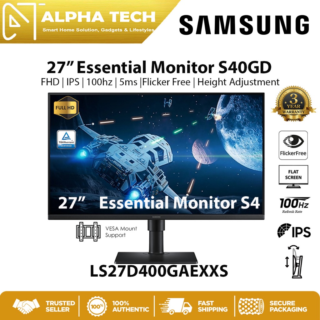Samsung S4 (S40GD) 27" Essential Monitor LS27D400GAEXXS IPS FHD | 100Hz ...