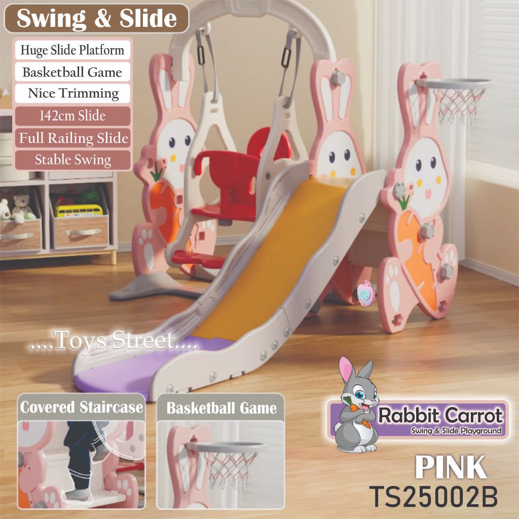 TOYS STREET (TS25002) RABBIT PLAYGROUND 3 IN 1 SWING & SLIDE WITH ...