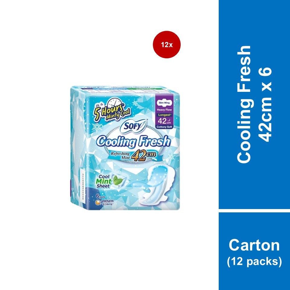 [Carton of 6] SOFY Cooling Fresh Night Slim Wing (42cm x 6's) | Shopee ...