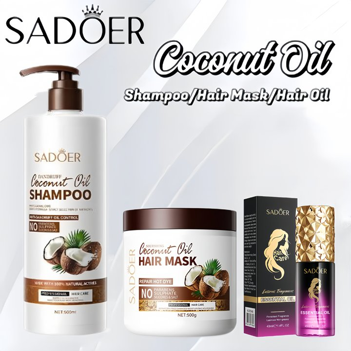 SADOER Coconut Shampoo500ML Soft and long-lasting dandruff, itchy and oil control Fluffy and ...