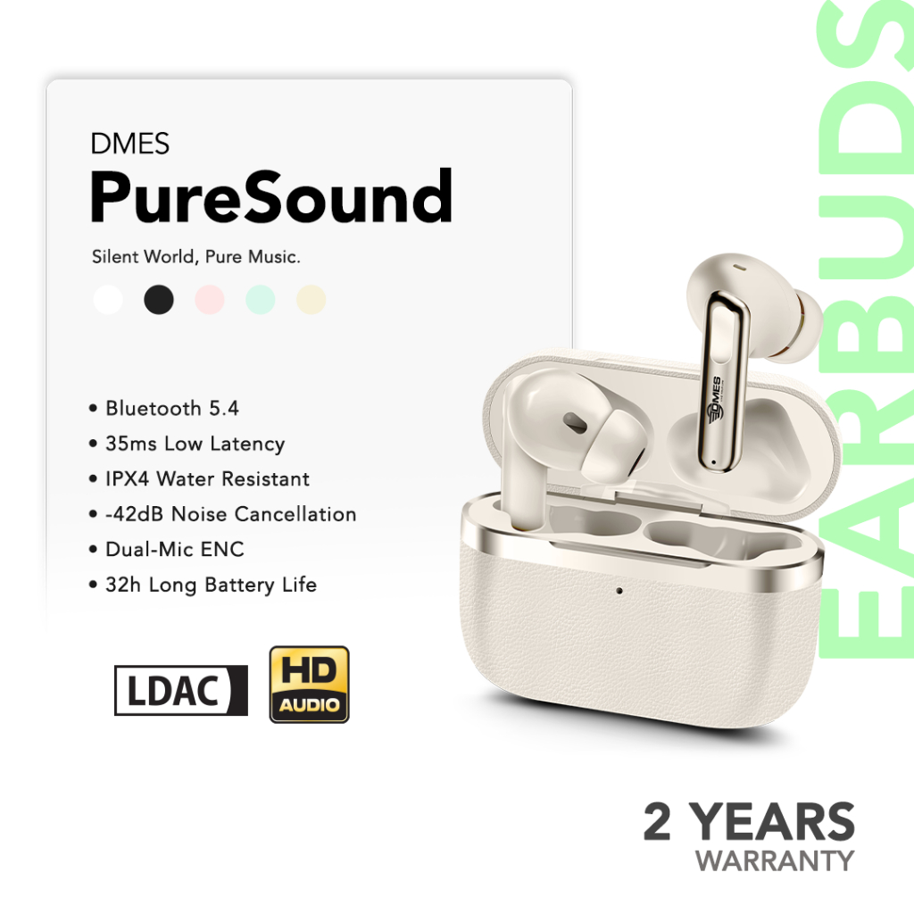 Dmes PureSound ANC Wireless Earbuds 35ms Low Latency ENC Bluetooth 5.4 ...