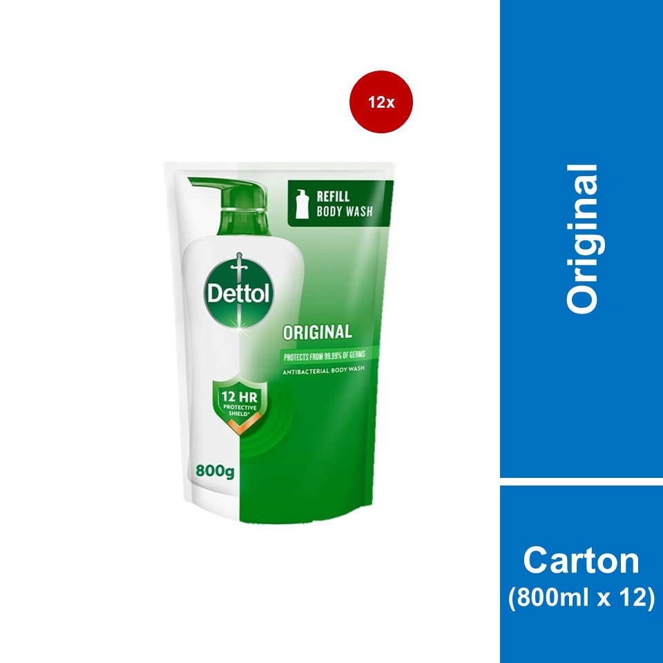 [Carton of 12] Dettol Shower Gel Refill Pouch Original 800ml | Shopee ...
